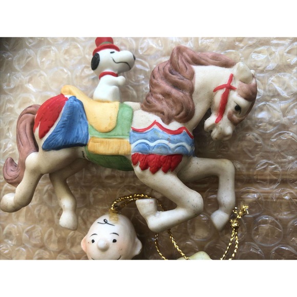 Peanuts | Holiday | 96s Peanuts Porcelain Carousel Horse Ornaments ...